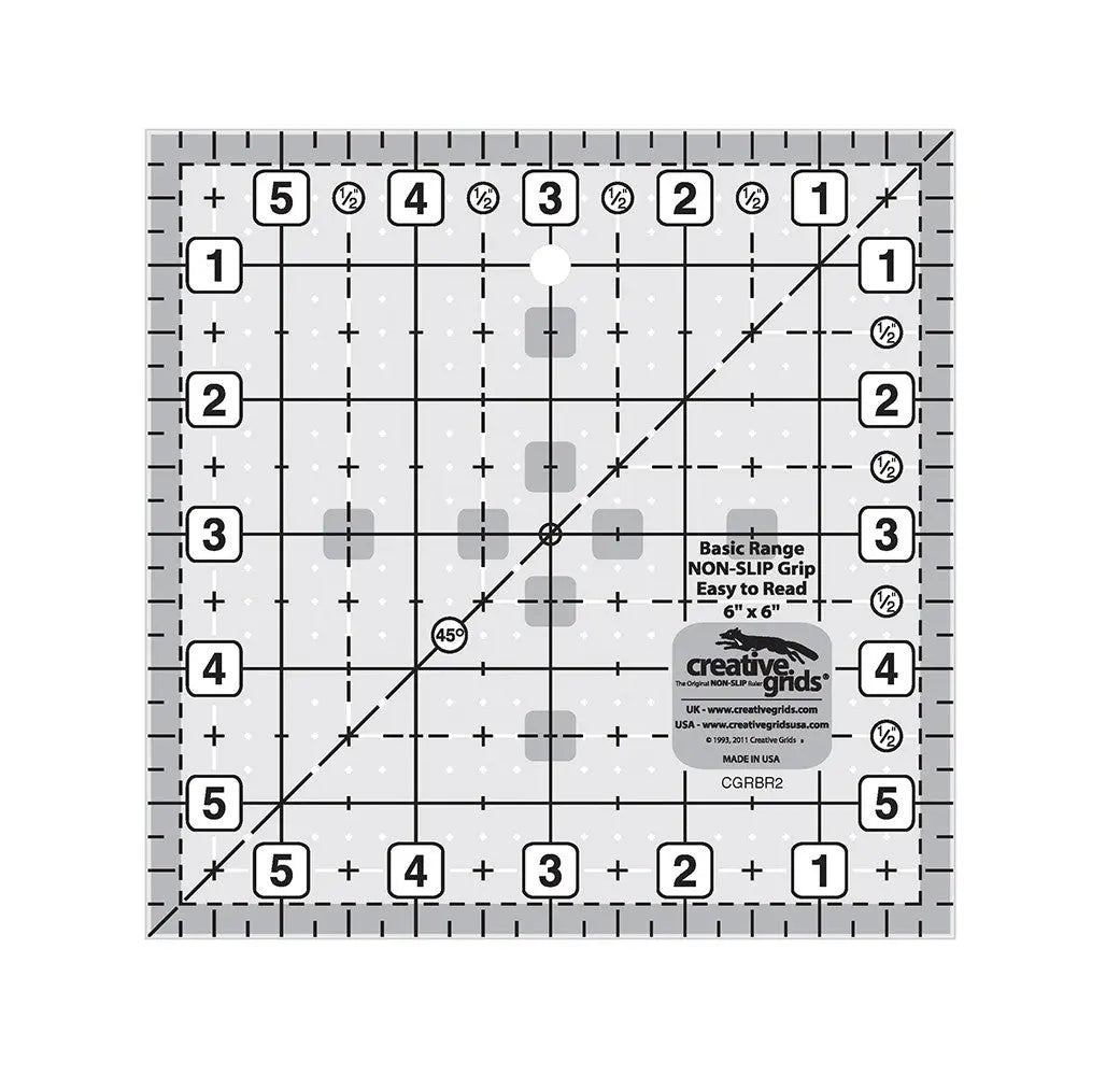 Creative Grids Basic Range 6in Square Quilt Ruler - Linda's Electric