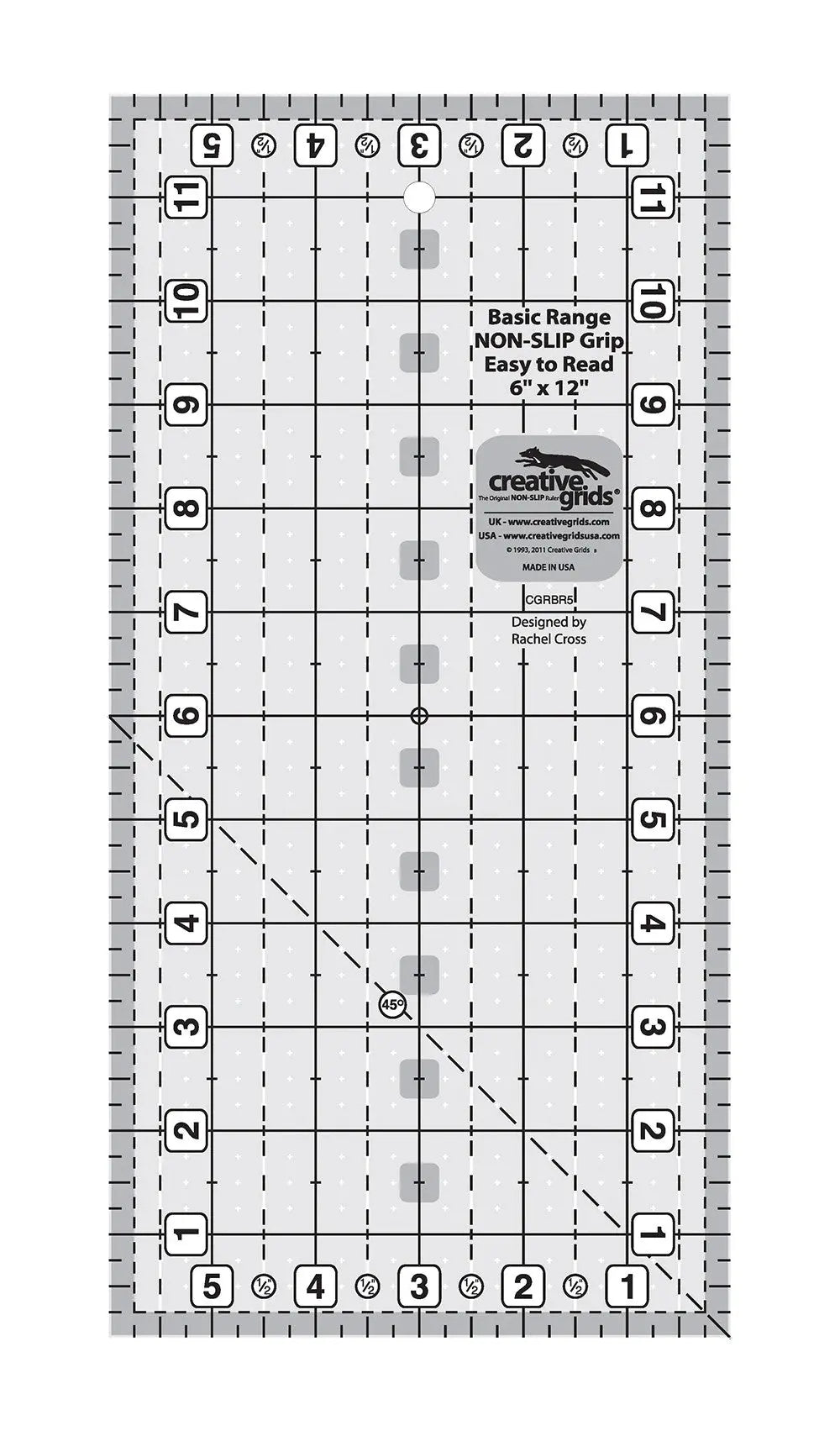 Creative Grids Basic Range 6in x 12in Rectangle Quilt Ruler - Linda's