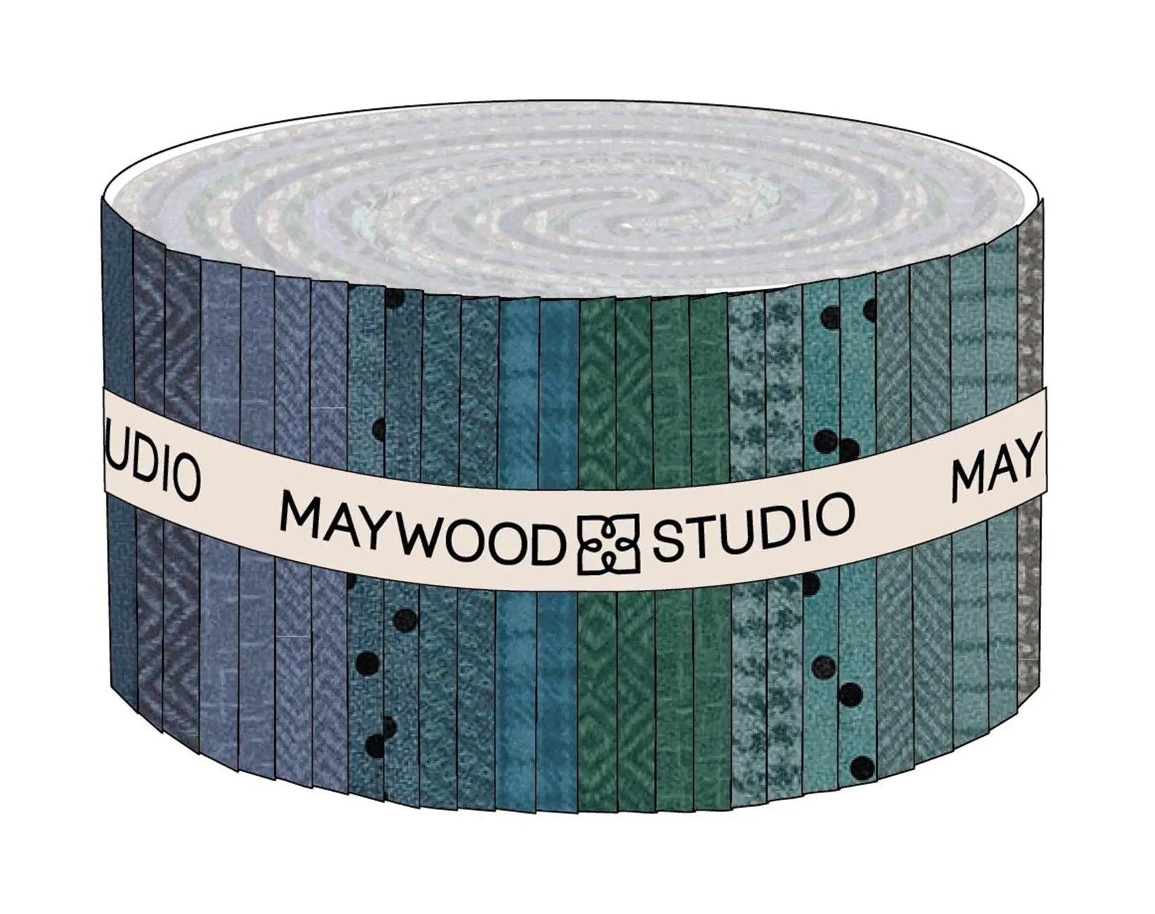 2.5in Strips Woolies Flannel Stormy Sea, 40pcs/bundle - Linda's