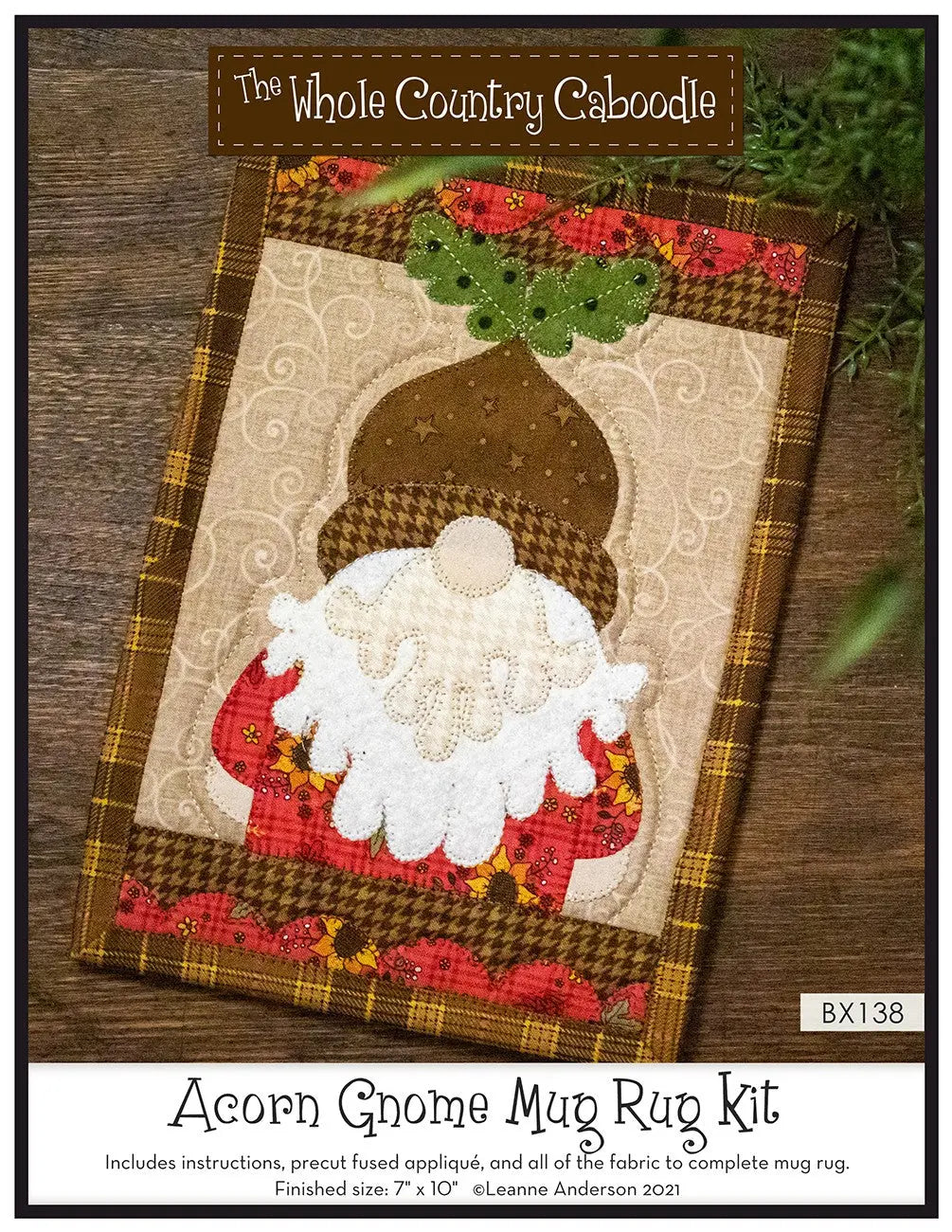 Acorn Gnome Mug Rug Kit - Linda's Electric Quilters