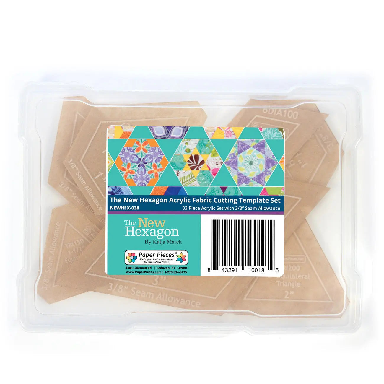 Acrylic Fabric Cutting Template Set of Hexagons 32pc - Linda's