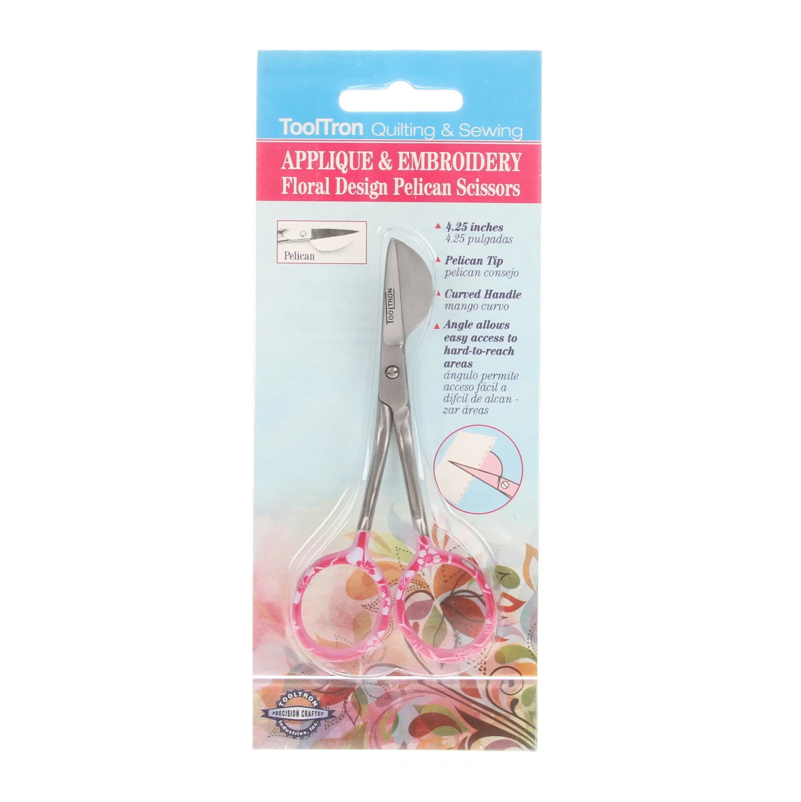 Applique & Embroidery Pelican Scissors With Floral Design - Linda's