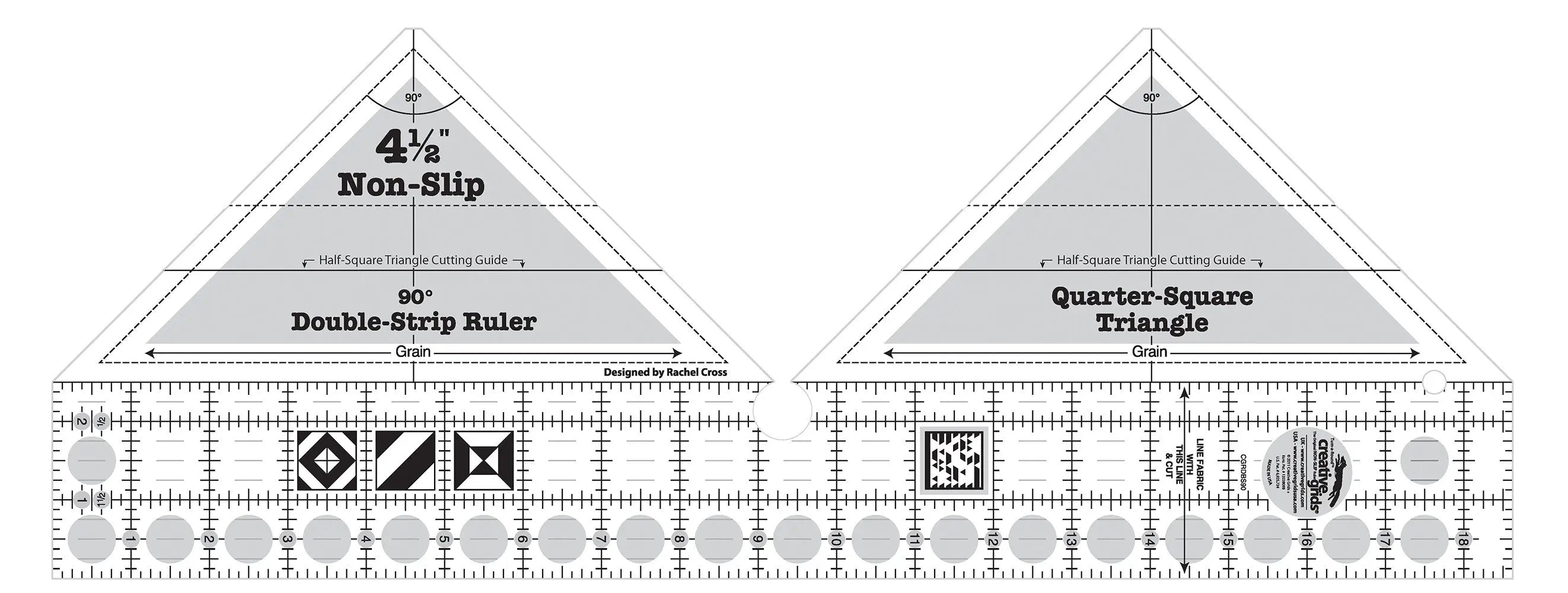 Creative Grids 90 Degree Double-Strip Quilt Ruler - Linda's Electric