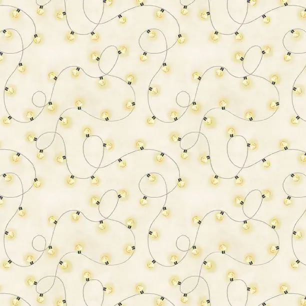 Evergreen Escape String Lights All Over Sand Cotton 44"/45" Fabric Per