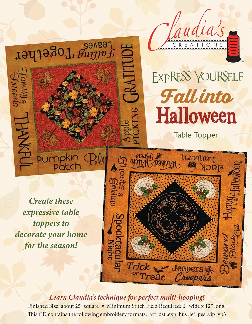Express Yourself Fall Table Topper - Linda's Electric Quilters