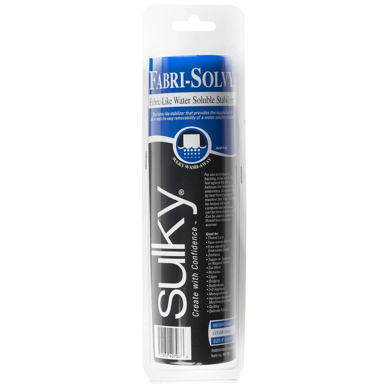 Fabri-Solvy Washaway Stabilizer White 8in x 9yds - Linda's Electric