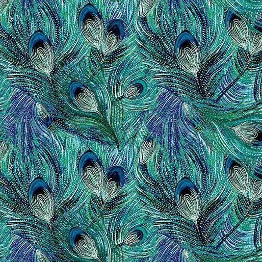 Feather Teal Affinity Cotton 44"/45" Fabric Per Yard - Linda's
