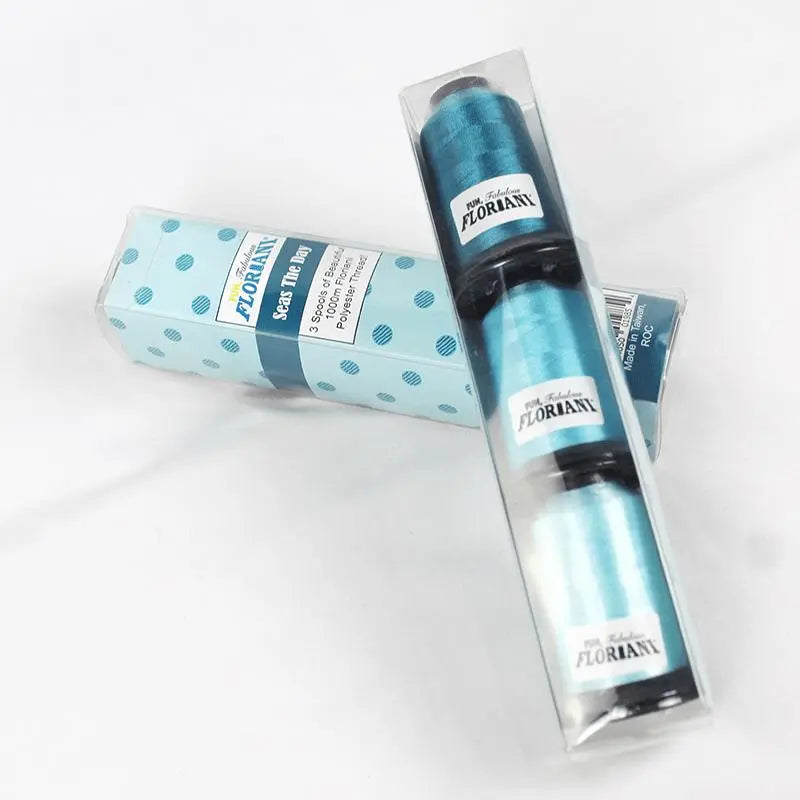 Floriani Thread 3 SPOOL SET - SEAS THE DAY AQUA- Linda's Electric