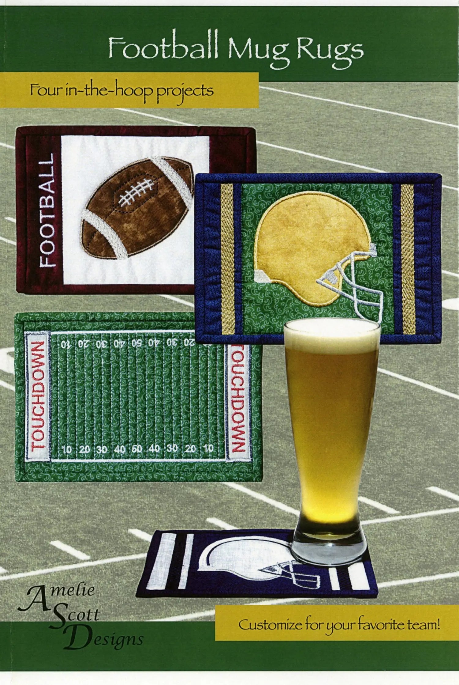 Football Mug Rugs - Linda's Electric Quilters