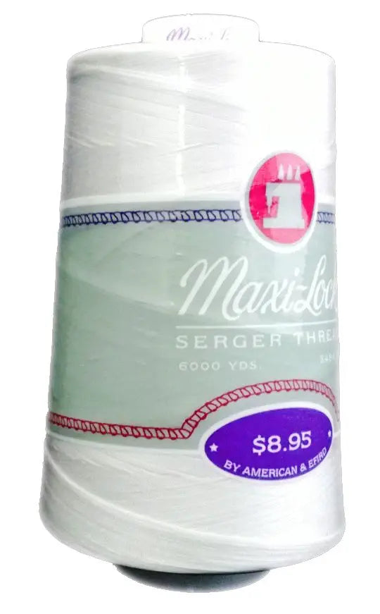 Maxi-Lock Polyester Serger Thread 50wt 6000yds White - Linda's