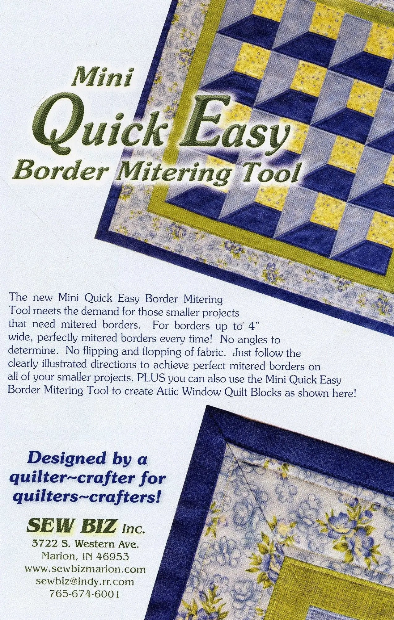 Mini Quick Easy Border Mitering Tool 1pc - Linda's Electric Quilters