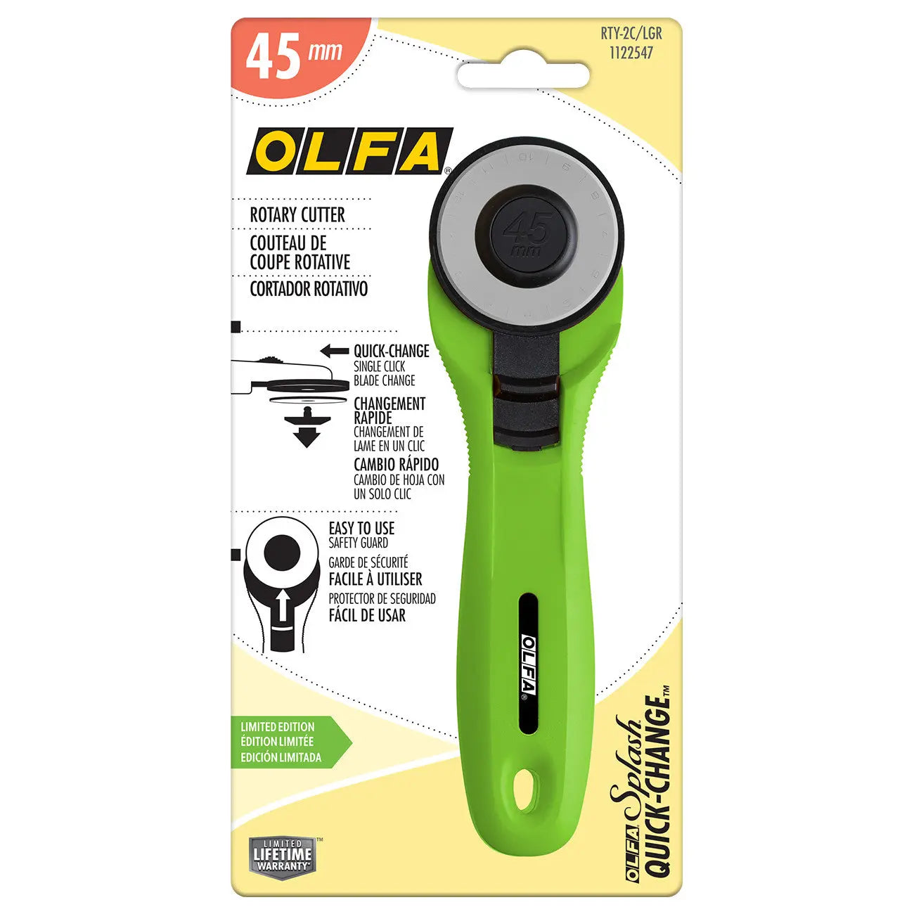 OLFA 45mm Quick-Change Rotary Cutter Lime - Linda's Electric Quilters