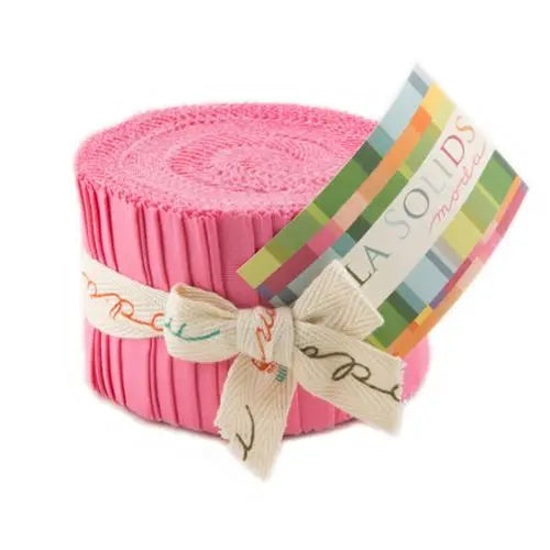Pink Bella Solids Junior Jelly Roll Precuts - Linda's Electric