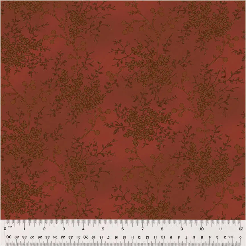 Red Floral Vine Ruby Wideback Cotton Fabric Per Yard - Linda's