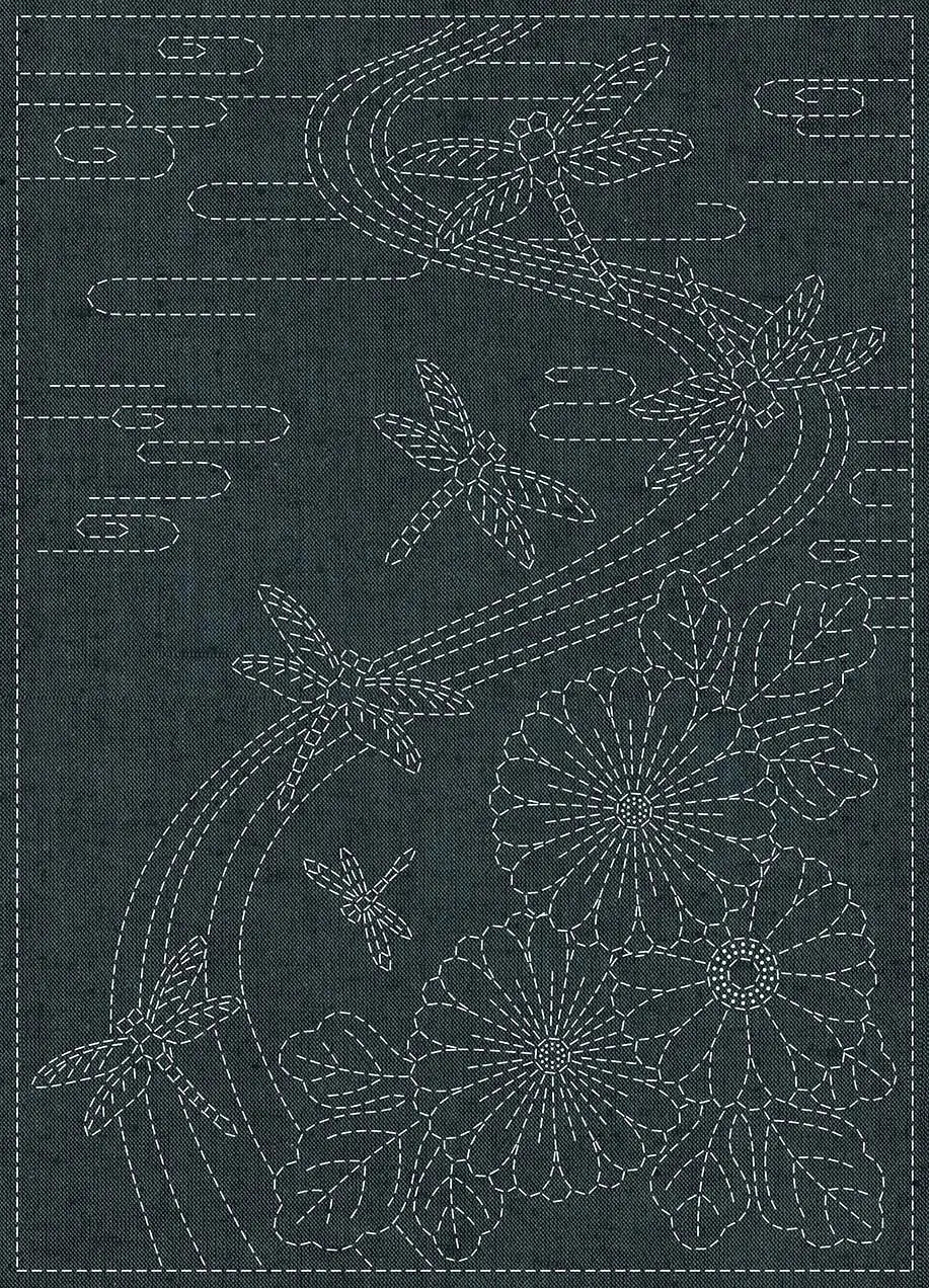 Sashiko Cloth-Yarn Dyed Nep Twilight Dragonfly Blue