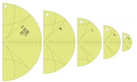 FAB 5 FANS Baptist Fan Template Ruler Set - Linda's Electric Quilters