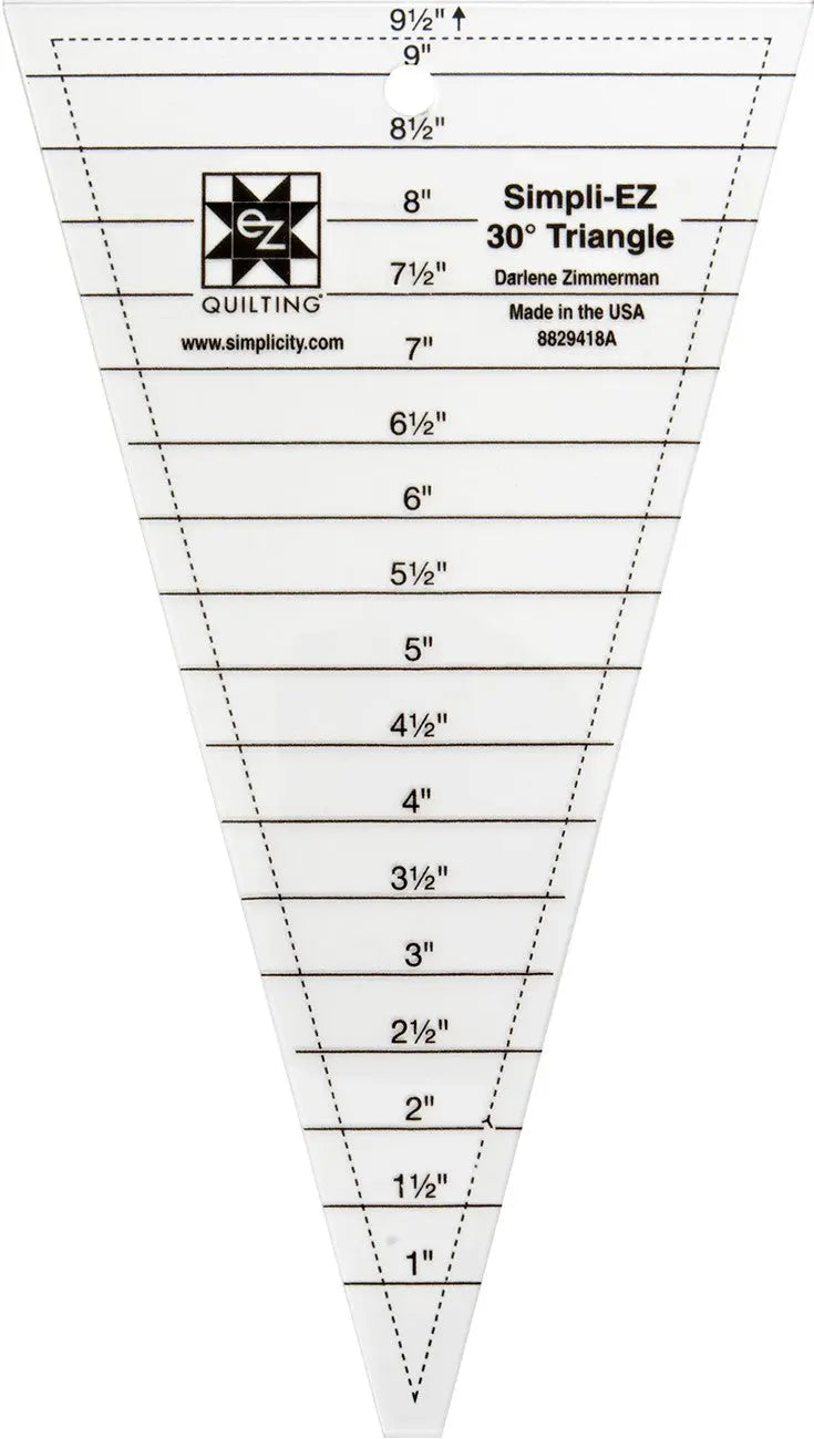 Simpli-EZ 30 degree Triangle 9-1/2in Ruler - Linda's Electric Quilters