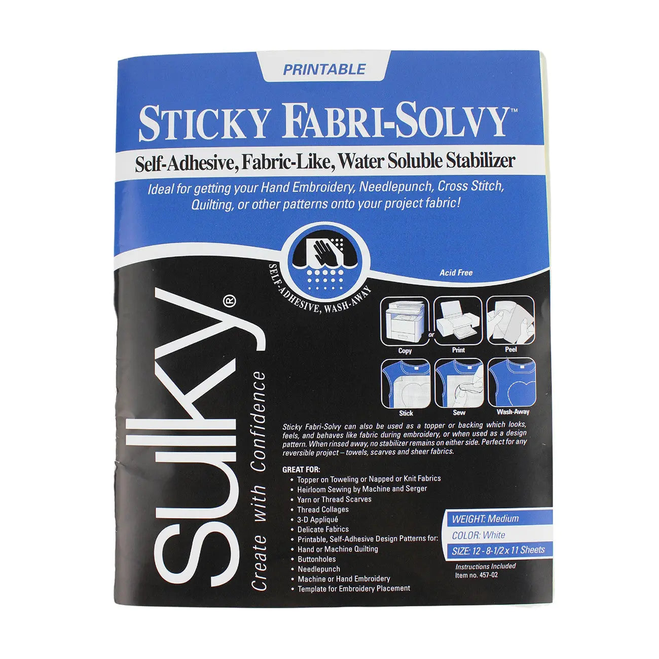 Sticky Fabri Solvy Printable Sheets 12ct 8-1/2in x 11in - Linda's