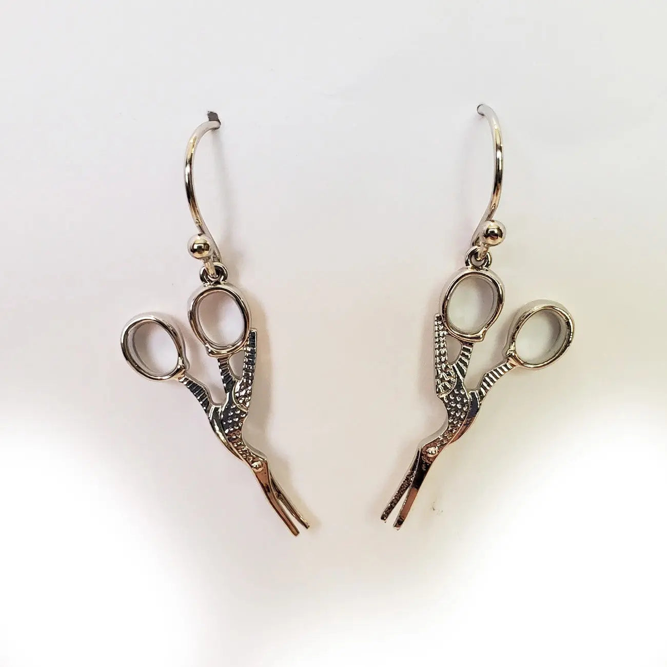 Stork Scissor Drop Earring Silver - Linda's Electric Quilters