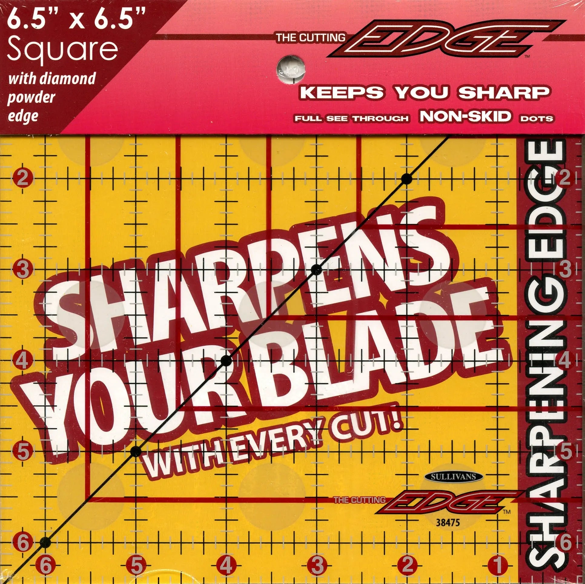 The Cutting Edge Clear Sharpening Edge Ruler 6-1/2in Square - Linda's