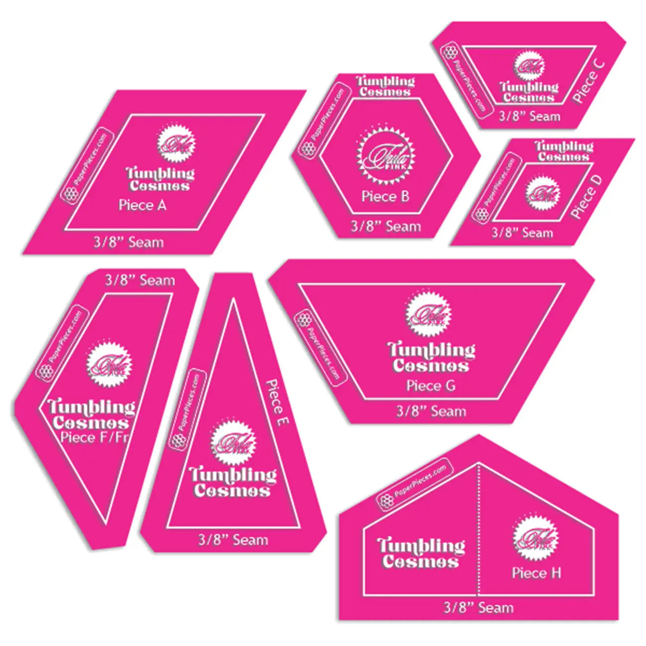 Tumbling Cosmos Acrylic Fabric Cutting Template Set - Linda's Electric