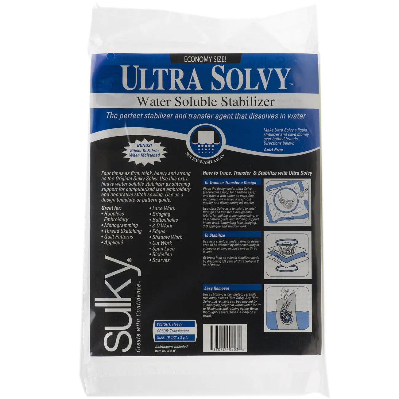 Ultra Solvy Etremely Firm & Stable Water Soluble Stabilizer 19 1/2in