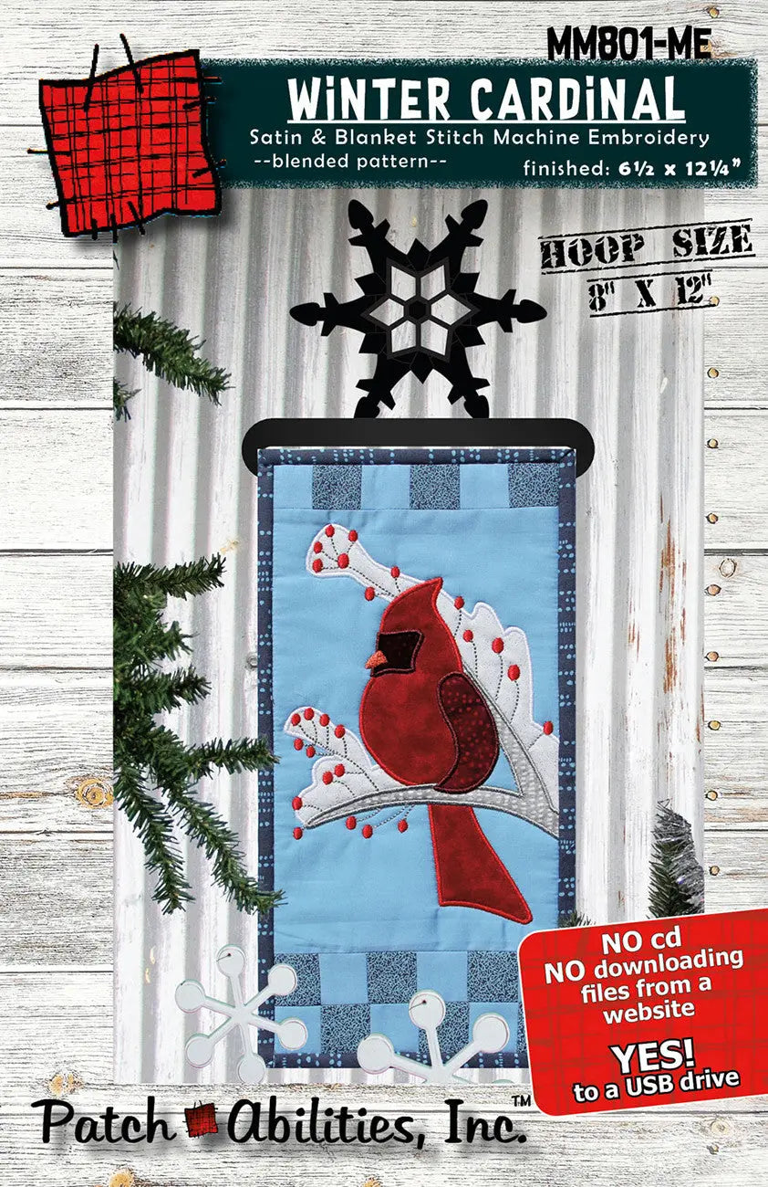 Winter Cardinal Machine Embroidery Version - Linda's Electric Quilters
