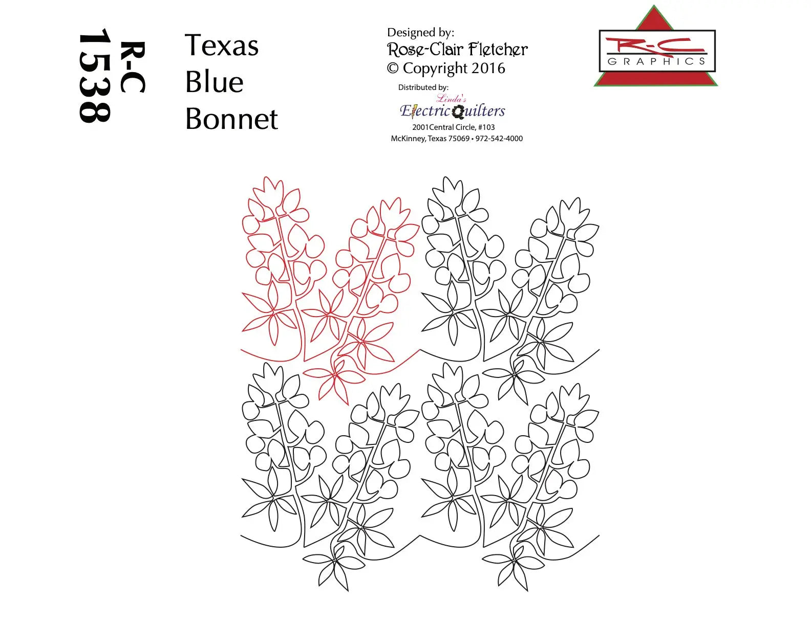 1538 Texas Blue Bonnet Pantograph by Rose-Clair Fletcher - Linda's